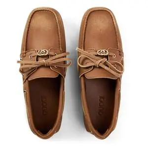 Gucci Leather Lace-up Boat Shoes - Brown