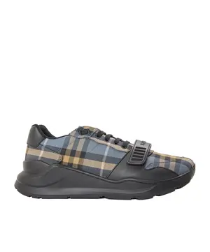 Burberry Checked Lace-up Sneakers - Black