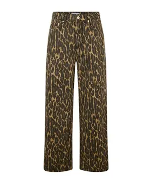 GANNI Printed Denim Wide Leg Jeans