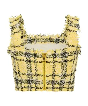 Balmain Check Tweed Cropped Camisole