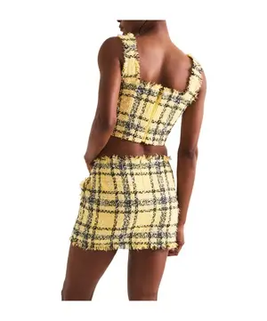 Balmain Check Tweed Cropped Camisole