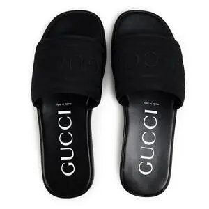 Gucci Flat Slip-on Sandals With Embossed Logo