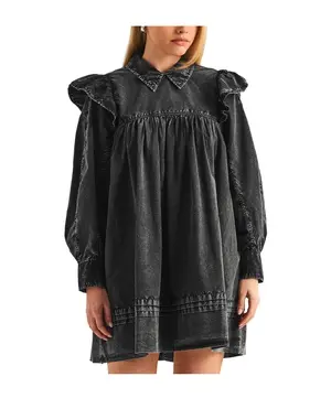 GANNI Oversized Tunic Dress With Ruffled Shoulders