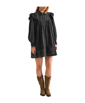 GANNI Oversized Tunic Dress With Ruffled Shoulders