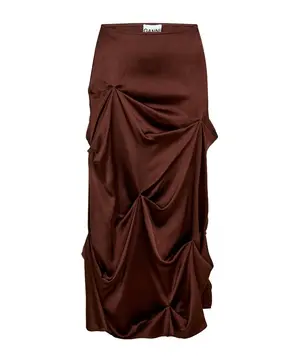GANNI Satin Tuck Maxi Skirt