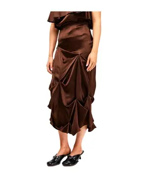 GANNI Satin Tuck Maxi Skirt