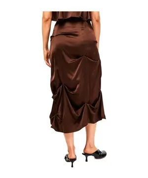 GANNI Satin Tuck Maxi Skirt