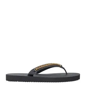 Stella McCartney Chain Accent Flip Flops - Black