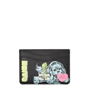 GANNI Printed Card Holder - Black