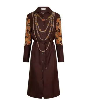 Versace Printed Long-sleeve Silk Shirt Dress