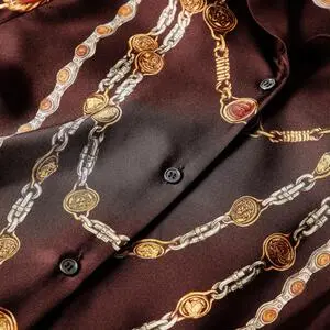 Versace Printed Long-sleeve Silk Shirt Dress