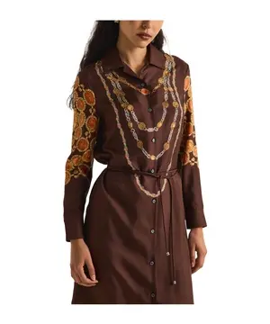 Versace Printed Long-sleeve Silk Shirt Dress