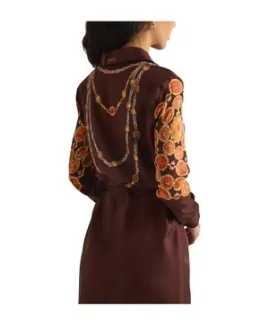 Versace Printed Long-sleeve Silk Shirt Dress