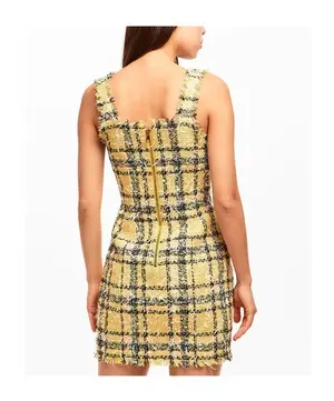 Balmain Tweed Check Strapless Mini Dress