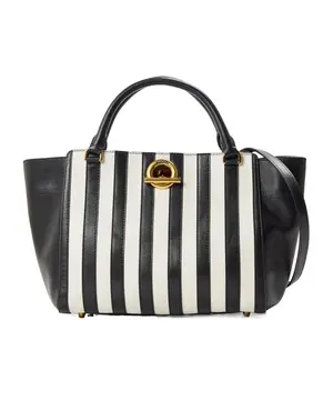 Moschino Striped Open-top Tote Bag With Gold Tone Hardware