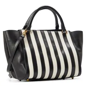 Moschino Striped Open-top Tote Bag With Gold Tone Hardware