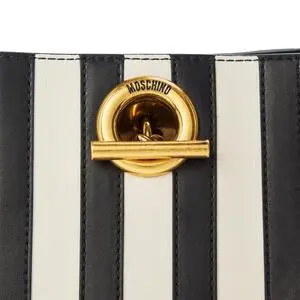 Moschino Striped Open-top Tote Bag With Gold Tone Hardware