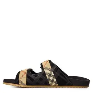 Burberry Checked Buckled Flat Sandals