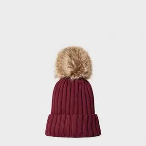 Moncler Ribbed Pom Beanie - Brown