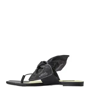 Givenchy Leather Bow Flat Sandals - Black