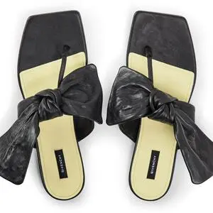 Givenchy Leather Bow Flat Sandals - Black