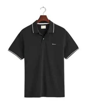 Gant Logo Short Sleeve Polo Shirt - Black