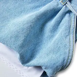 Magda Butrym Denim Shorts With Belted Waist And Scalloped Hem