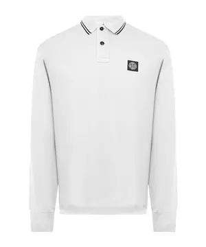 Stone Island Logo Patch Polo Shirt - White