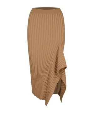 Stella McCartney Ribbed Knit Midi Skirt - Brown