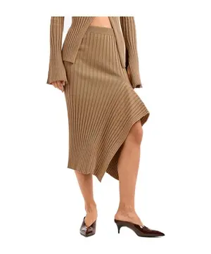 Stella McCartney Ribbed Knit Midi Skirt - Brown