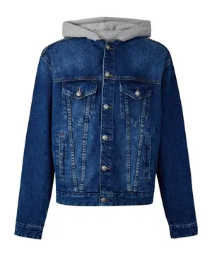 Palm Angels Denim Jacket With Hood And Logo Detail