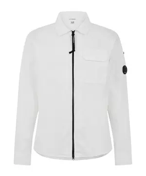 C.P. COMPANY Cotton Long Sleeve Overshirt - White
