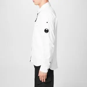 C.P. COMPANY Cotton Long Sleeve Overshirt - White