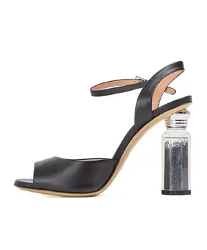 Moschino Leather Block Heel Sandals - Black
