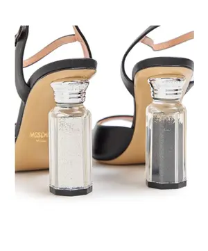Moschino Leather Block Heel Sandals - Black