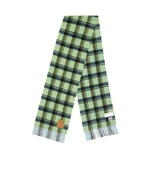 GANNI Plaid Wool Scarf - Green