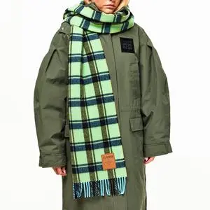 GANNI Plaid Wool Scarf