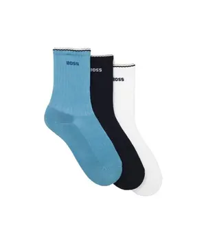 Hugo Boss Rib Stripe Quarter Socks - Blue