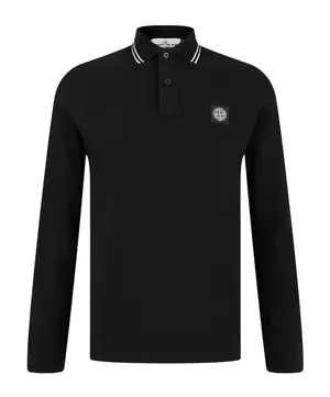 Stone Island Logo Patch Polo Shirt - Black