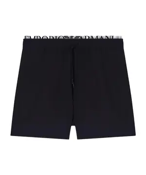 Emporio Armani Logo Waistband Swim Shorts - Black