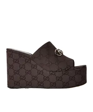 Gucci Horsebit Platform Wedge Sandals