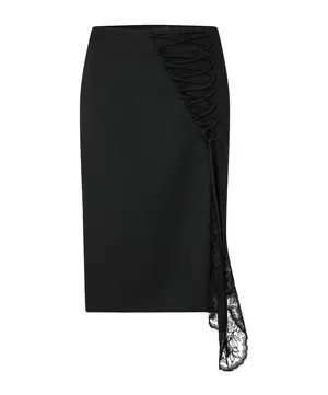 Alexander McQueen Midi Pencil Skirt With Lace Detailing