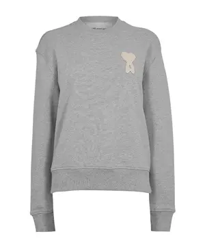 AMI Paris Classic Crew Neck Knit Sweater - Gray