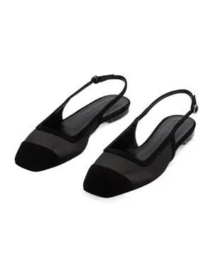 AeydĒ Mesh Square-toe Slingback Flats