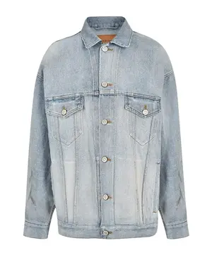 Balenciaga Distressed Logo Denim Jacket