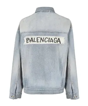 Balenciaga Distressed Logo Denim Jacket