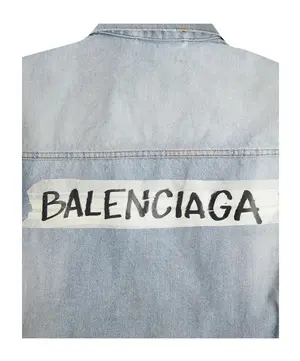 Balenciaga Distressed Logo Denim Jacket