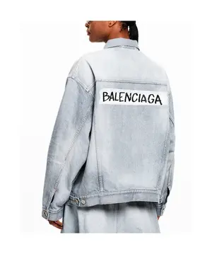 Balenciaga Distressed Logo Denim Jacket