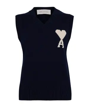 AMI Paris Sleeveless V-neck Waistcoat With Heart Logo
