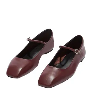 AeydĒ Nappa Leather Mary Jane Flats - Red